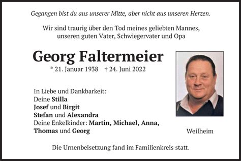 Traueranzeigen Von Georg Faltermeier Trauer Merkur De