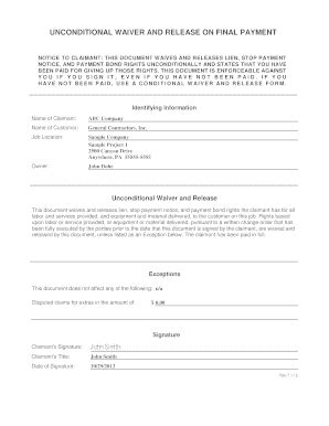 Fillable Online NOTICE TO CLAIMANT THIS DOCUMENT WAIVES AND RELEASES