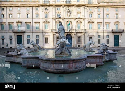 Fontana Del Moro Moor Fountain Located In Piazza Navona Rome Italy