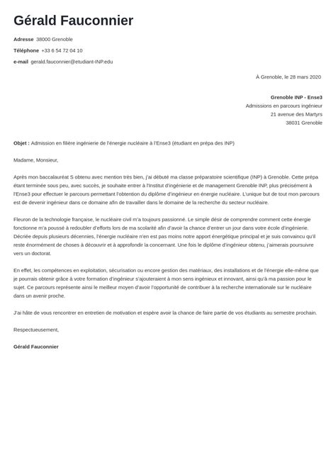 Lettre De Motivation Pour Ecole Architecture