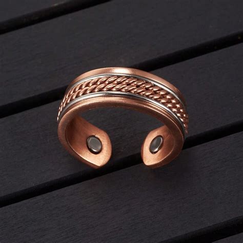 Anillos magnéticos de cobre puro para hombre trenzados hechos a mano