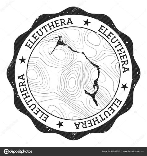 Eleuthera Outdoor Stamp Round Sticker With Map Of Island With