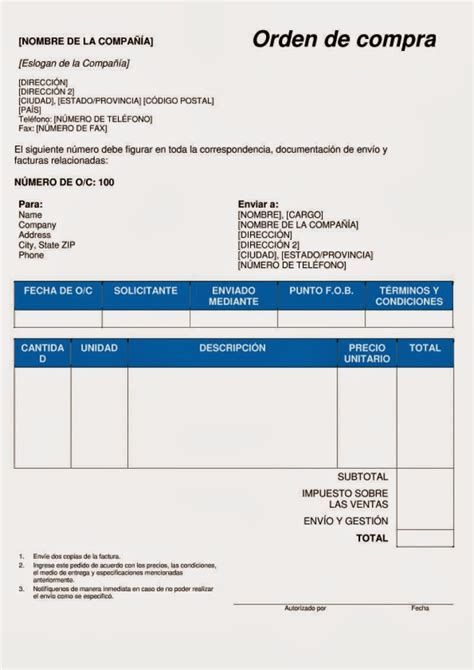 Plantillas Para Orden De Compra