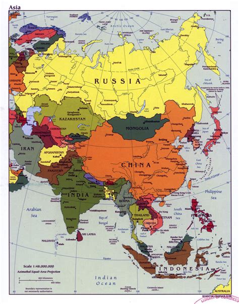 Mapa político grande de Asia con las principales ciudades y capitales