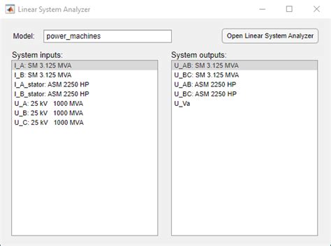 create state space object of model for use with the linear system analyzer tool matlab