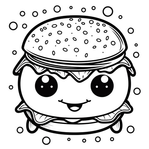Ausmalbild Kawaii Burger Ausmalbild Kostenlos Herunterladen