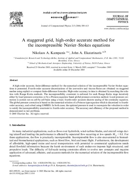 pdf a staggered grid high order accurate method for the incompressible navier stokes