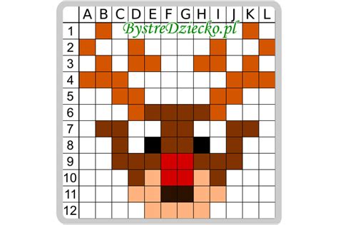 Kolorowe Dyktando Graficzne Renifer Odkoduj Obrazek