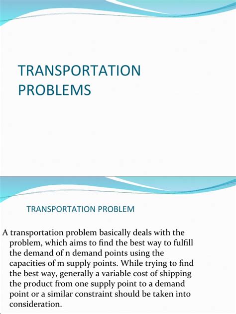 transportation problem linear programming analysis
