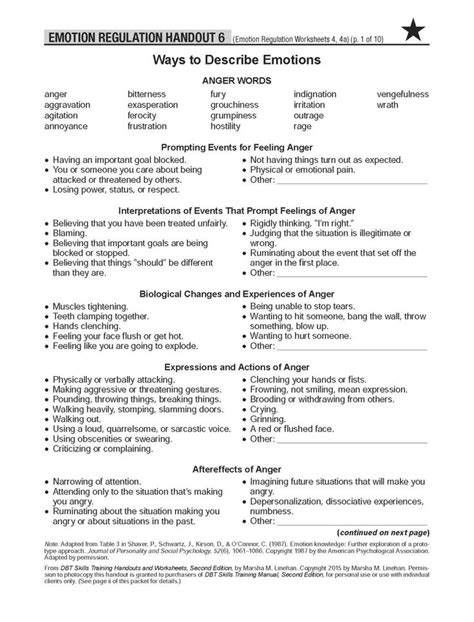 Dbt Emotion Regulation Worksheets