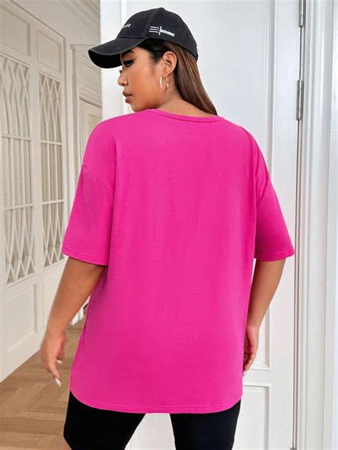 SHEIN EZwear Plus Solid Drop Shoulder Oversized Tee SHEIN USA