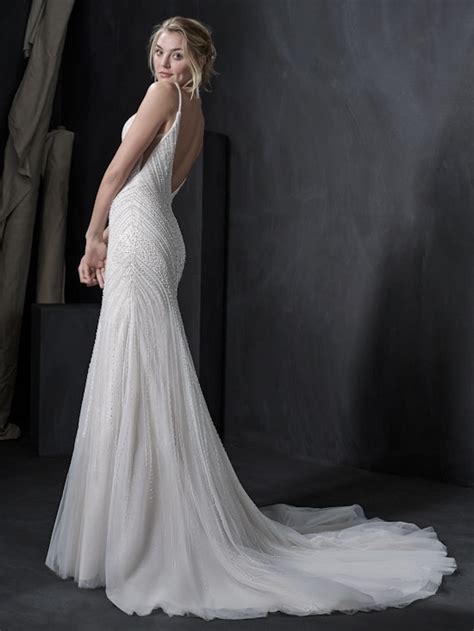 Beaded Fit And Flare Wedding Dress With Spaghetti Straps Kleinfeld
