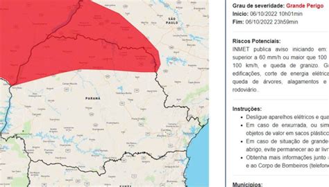 Curitiba em alerta severo de tempestade Área do Paraná está em grande