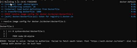 docker build error failed to fetch oauth token post token stack overflow