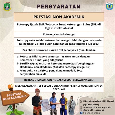 Persyaratan Pendaftaran Jalur Prestasi SMA Negeri 2 Kota Serang