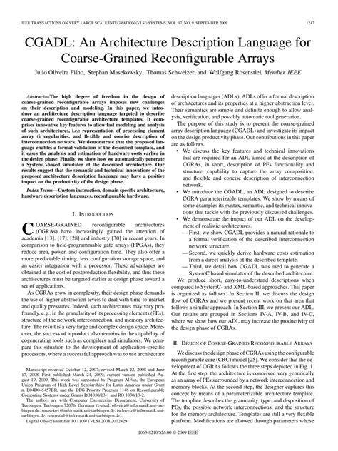 pdf cgadl an architecture description language for coarse grained reconfigurable arrays