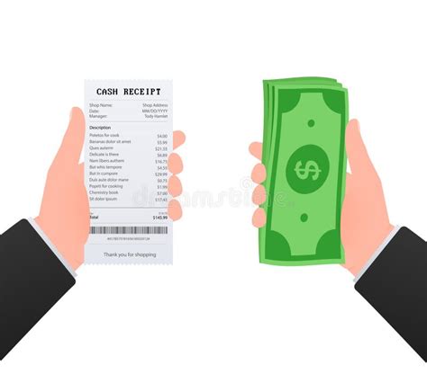 Recibo De Mano Y Dinero De Mano Pagar Facturas Ilustración del Vector