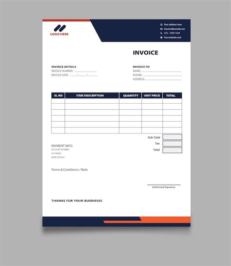 Plantilla De Factura Comercial Profesional Vector Premium