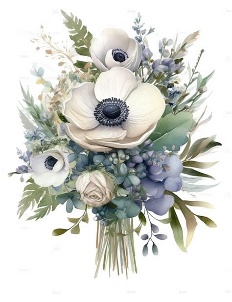 Premium Ai Image There Is A Bouquet Of Flowers With Blue And White