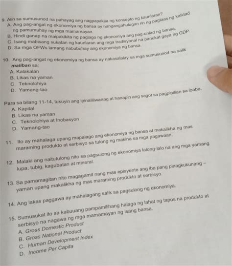 Solved 9 Alin Sa Sumusunod Na Pahayag Ang Nagpapakita Ng Konsepto Ng