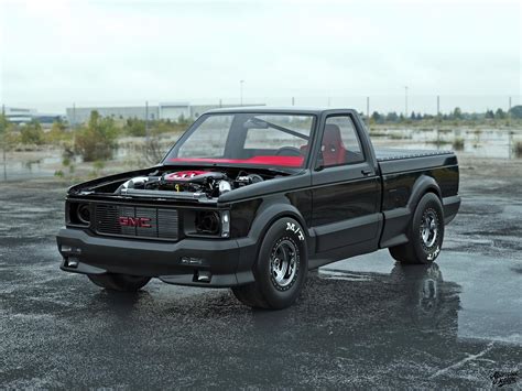 GMC Syclone Psychlone Race Truck Rendered With Nissan GT R Twin Turbo