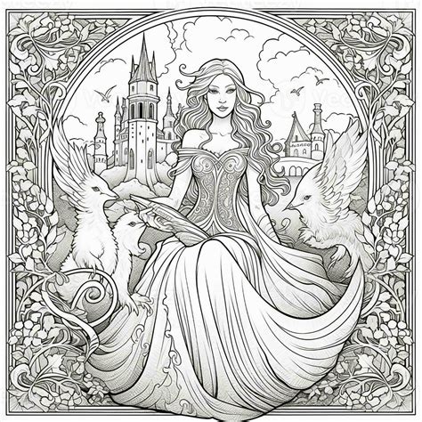 Fantasy Coloring Pages For Adults Stock Photo At Vecteezy