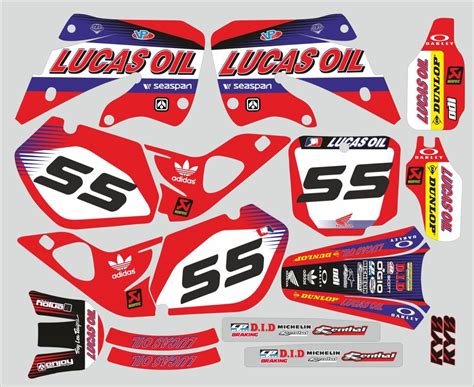 Graphic Kit Honda 125 250 CR 1997 1999 Lucas OIL Red Kitdeco