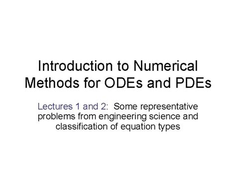 introduction to numerical methods for odes and pdes