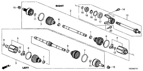 44305 TEX Y01 Genuine Honda Driveshaft Assembly Passenger Side