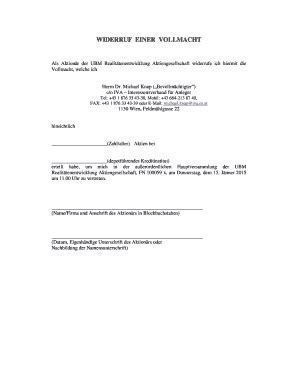 Widerruf Vollmacht Rechtsanwalt Muster Online ausfüllen ausdrucken
