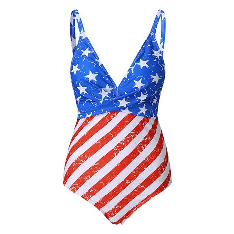 Verpetridure Women S American Flag One Piece Swimsuit Th Of July High