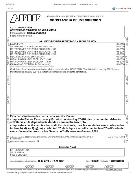 Constancia De Monotributo
