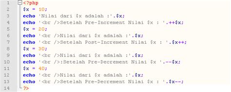 tutorial php jenis jenis operator increment dan decrement php kursus website and jasa