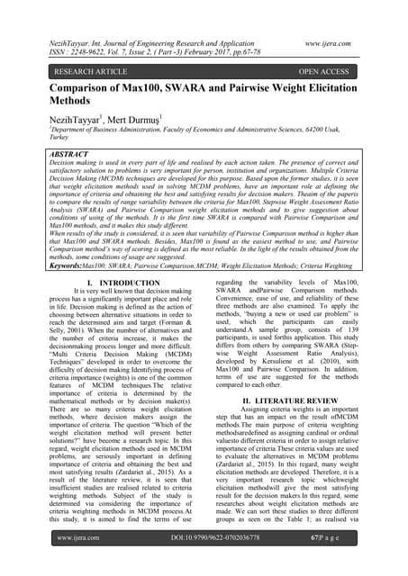 comparison of max100 swara and pairwise weight elicitation methods pdf