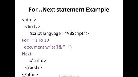 vbscript loops and loop control statements youtube