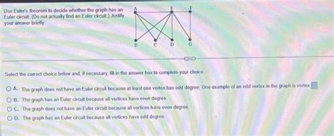 solved use euler s theorem to decide whether the graph has