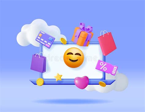 D Online Shopping Concept Stock Vector Illustration Of Purchase