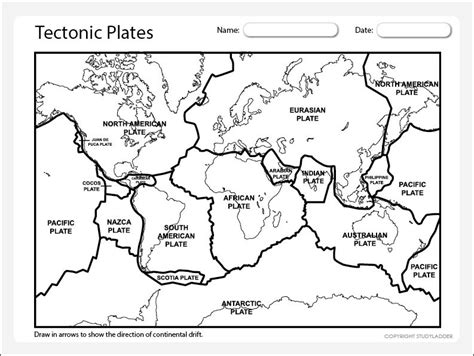 Plate Tectonics Map Black And White