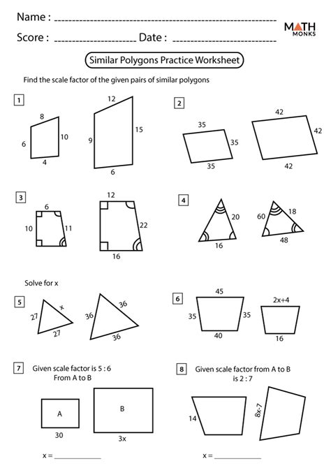 similar polygons worksheets math monks