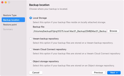 Local Backup Repository Settings Veeam Agent For Mac User Guide