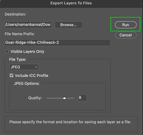 how to export layers to individual files in photoshop