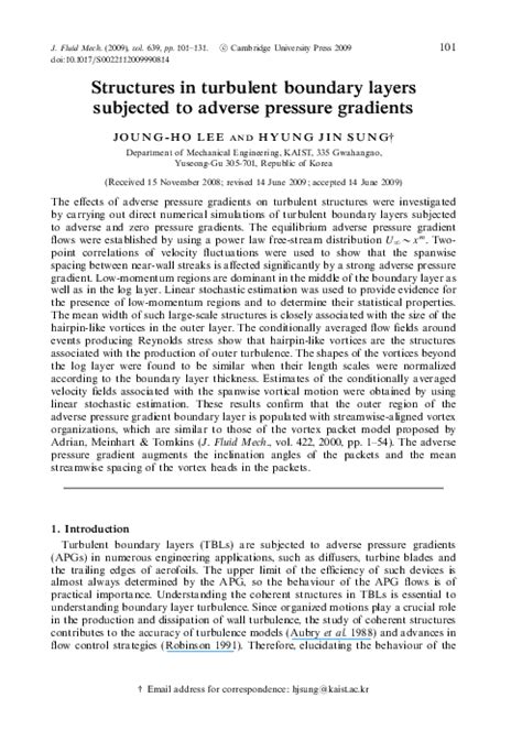 pdf structures in turbulent boundary layers subjected to adverse pressure gradients joung ho