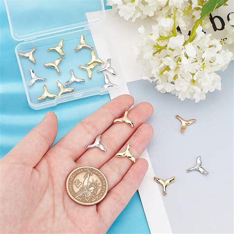 Superfindings Pcs Whale Tail Charms Colors Brass Mermaid Fishtail
