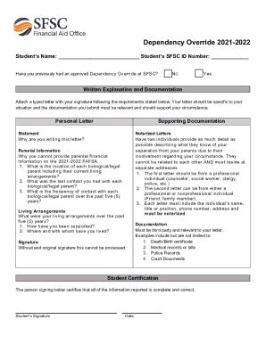 Fillable Online REQUEST FOR DEPENDENCY OVERRIDE Fax Email Print PdfFiller