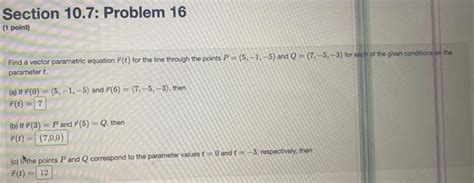 solved find a vector parametric equation r t for the line