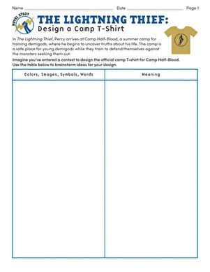 Novel Study The Lightning Thief By Rick Riordan Education