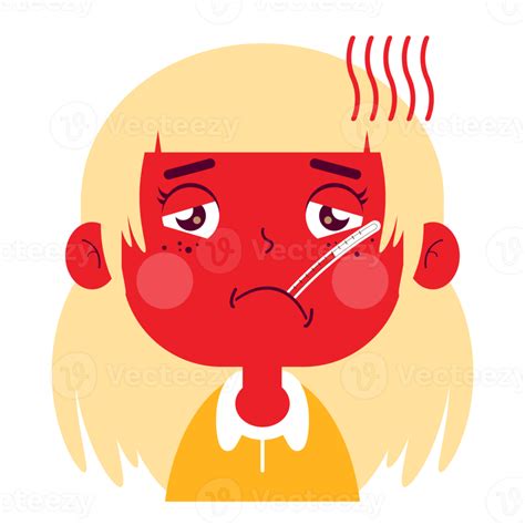 Girl Sick Face Cartoon Cute 16587293 PNG
