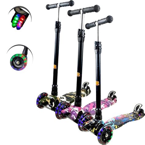 Patinete infantil 3 Rodas Luz Led e Freio Ajustável até 40kg Menino