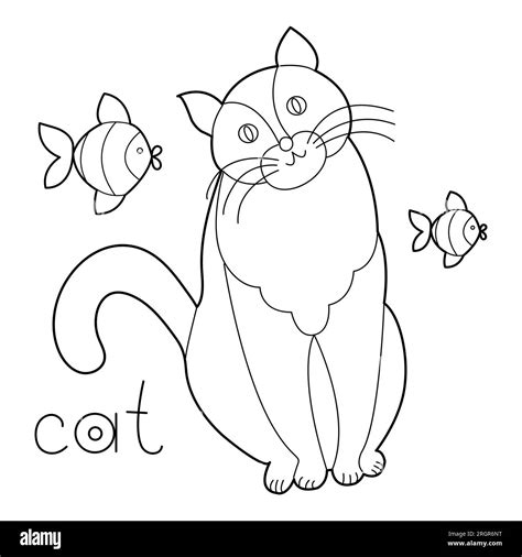 Un gato libro para colorear para niños ilustración vectorial