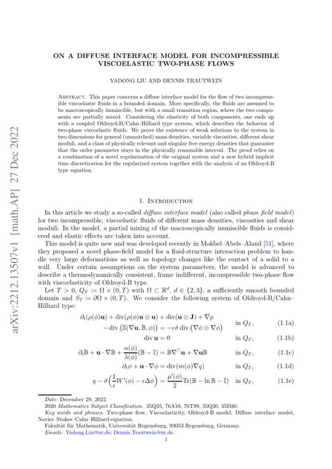 pdf on a diffuse interface model for incompressible viscoelastic two phase flows